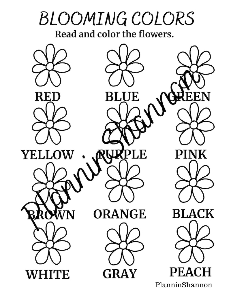 Color Words Coloring Page Colors Spring Coloring - Etsy