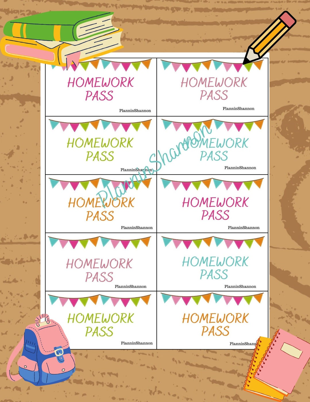 Homework Pass Coupons Free Homework Tickets Classroom Rewards - Etsy