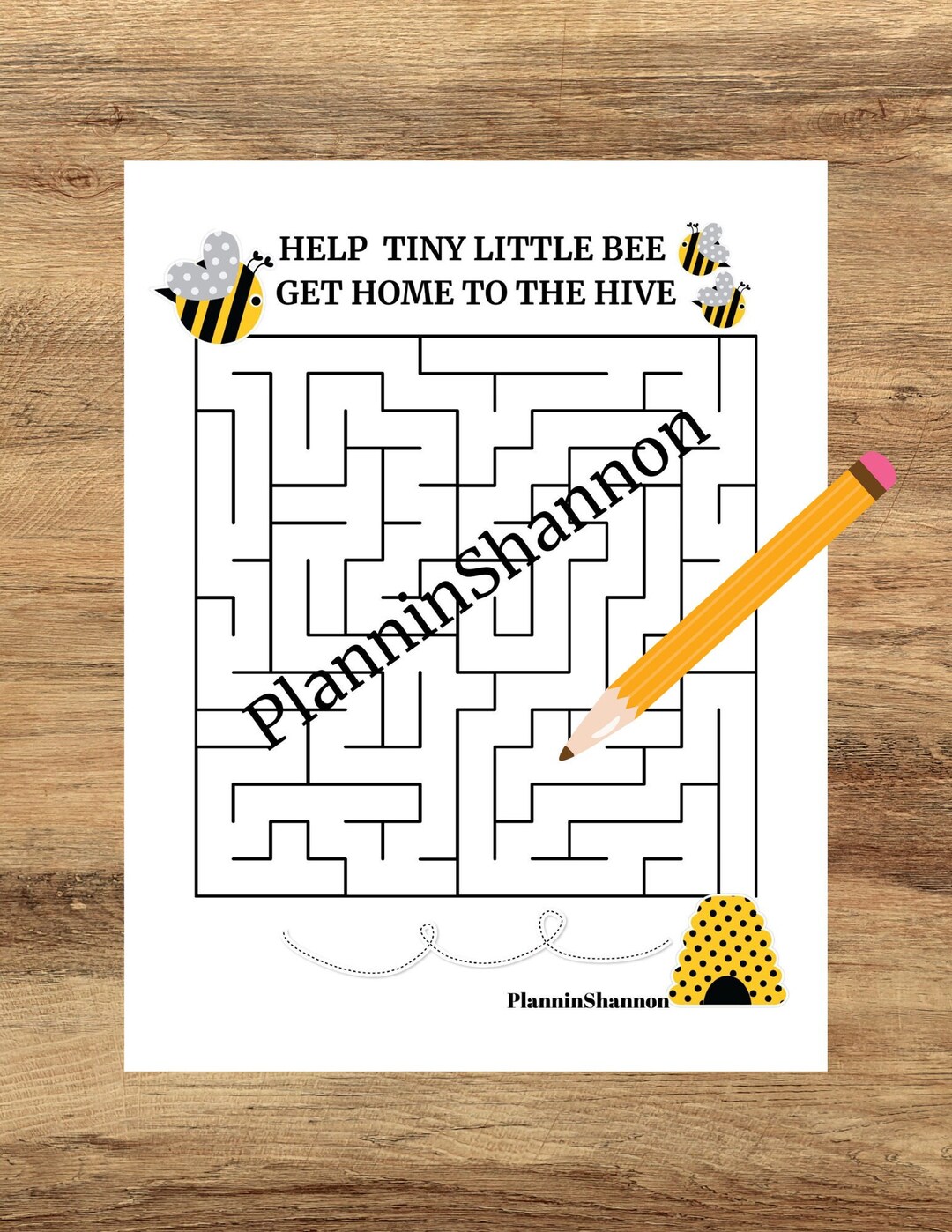 Maze Kids Puzzle Bee Maze Printable Puzzle Spring - Etsy
