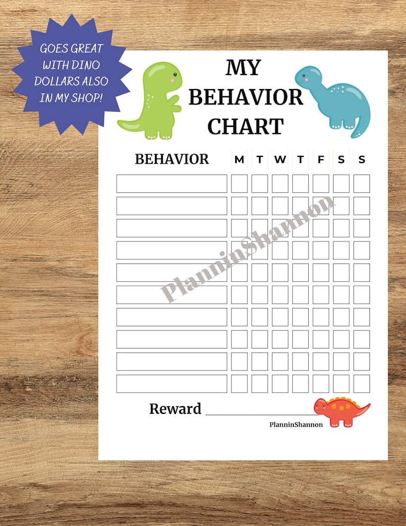 Dinosaur Behavior Chart for Kids, Homeschool Printable (PDF) - Etsy