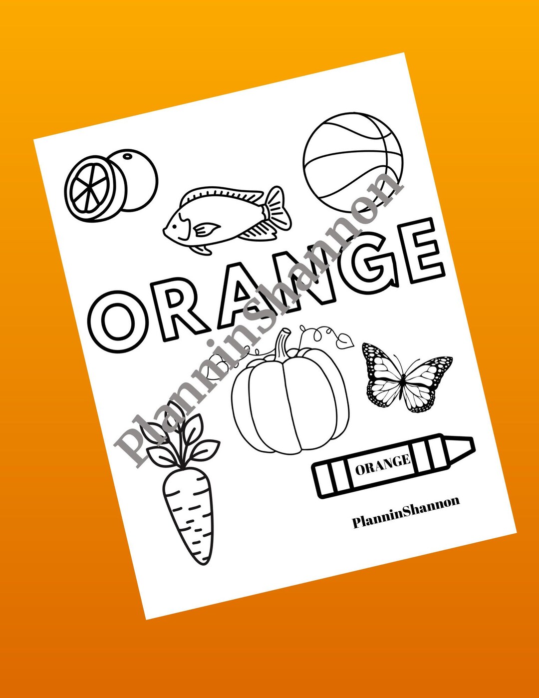 Coloring Page Orange Color Words Sheet Kids Art Printable - Etsy