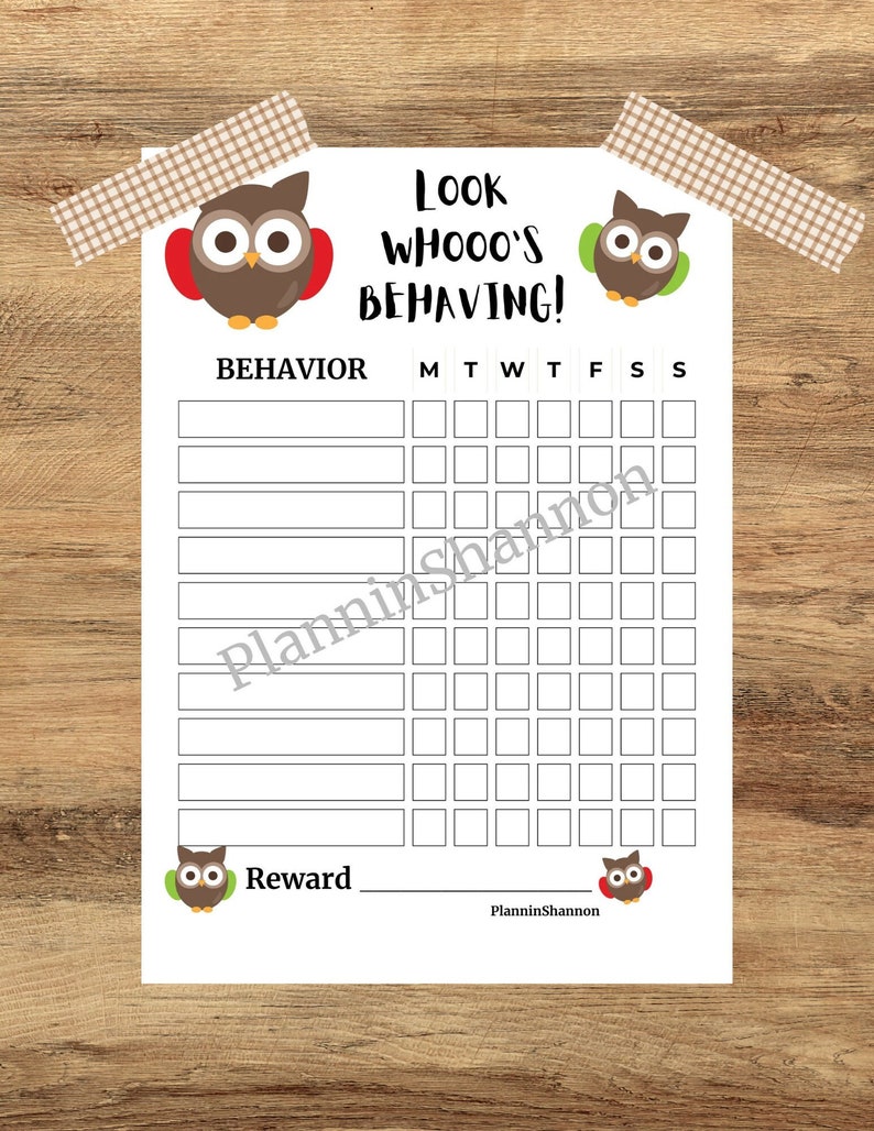 Behavior Chart Kids Chore Chart Nature Inspired Homeschool or Classroom ...