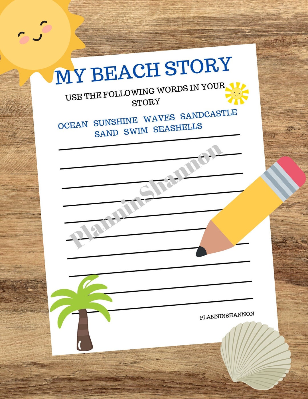 Beach Story Writing Worksheet, Summer Writing Practice (PDF Pattern) - Etsy