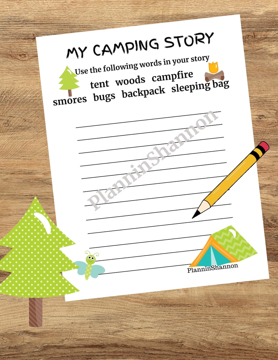 Writing Story Practice for Kids Camping Story Printable - Etsy