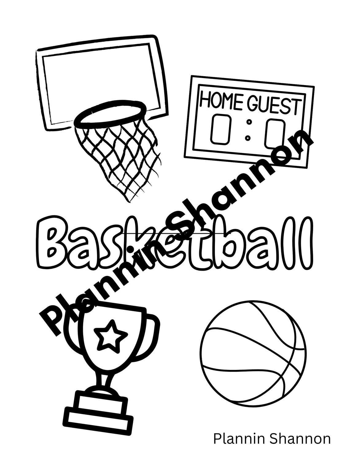 Basketball Color Sheet for Kids - Etsy