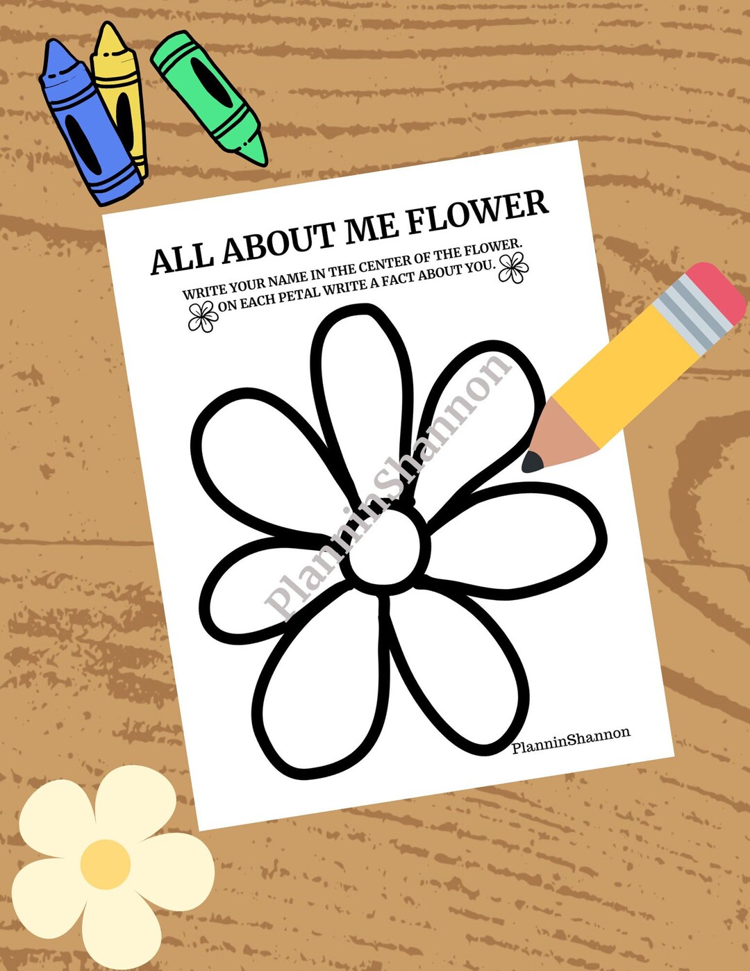 All About Me Flower Writing Spring Kids Writing Center - Etsy