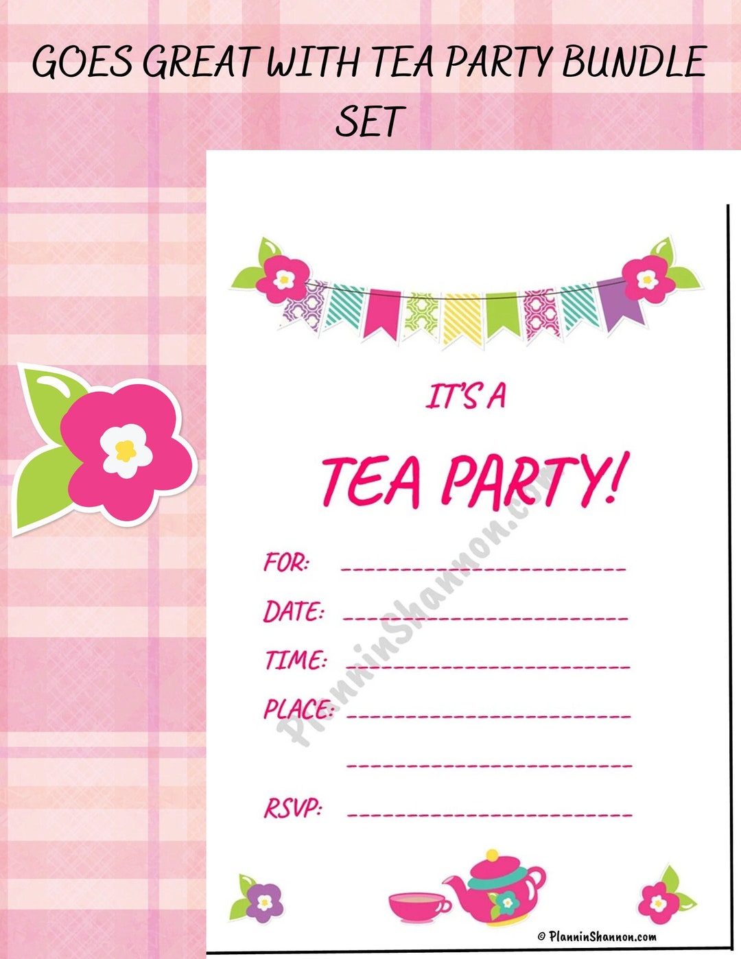 Invitation Tea Party Birthday Invitation Party Printable Spring Garden ...