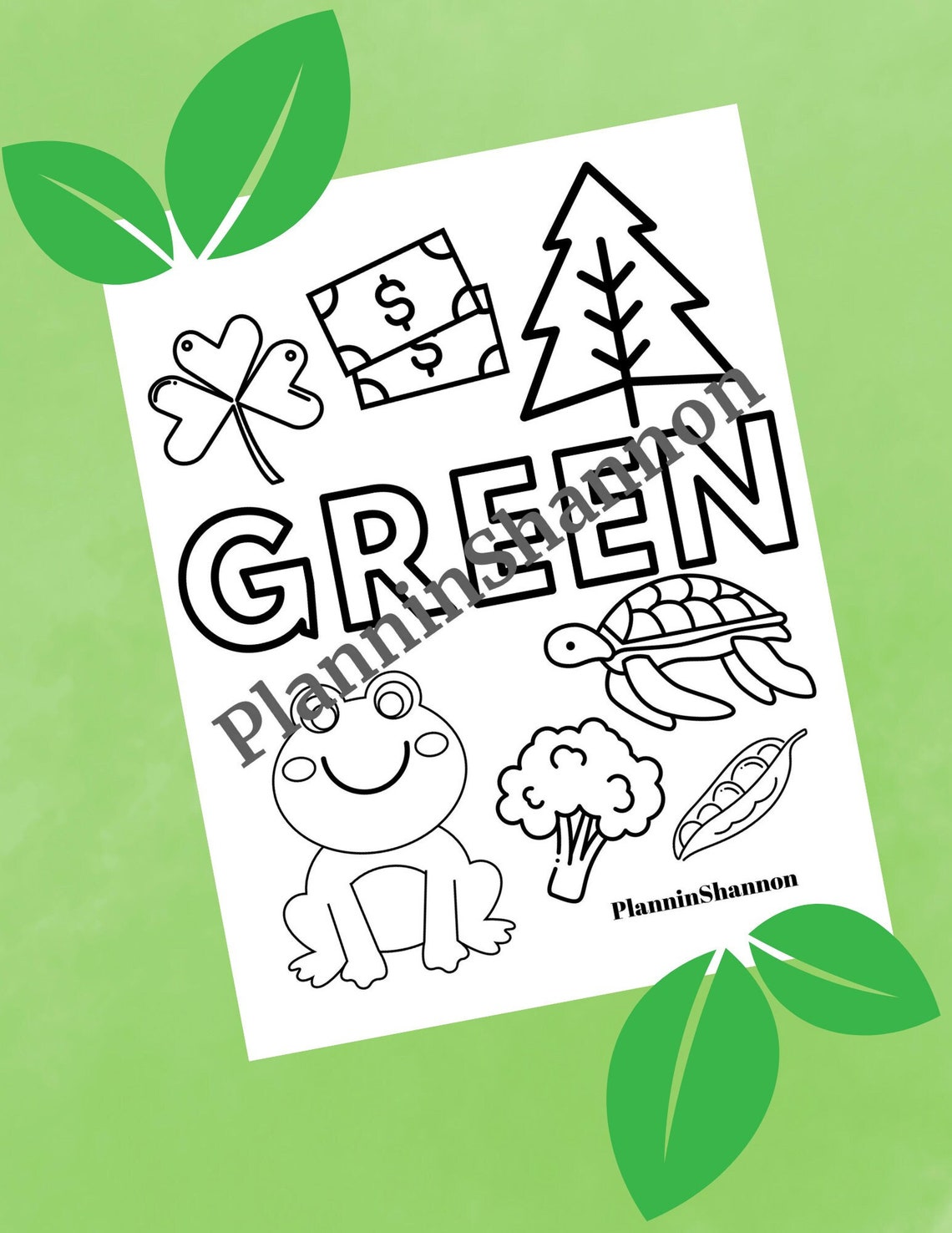 Coloring Page Green Color Sheet Kids Color Words Printable - Etsy