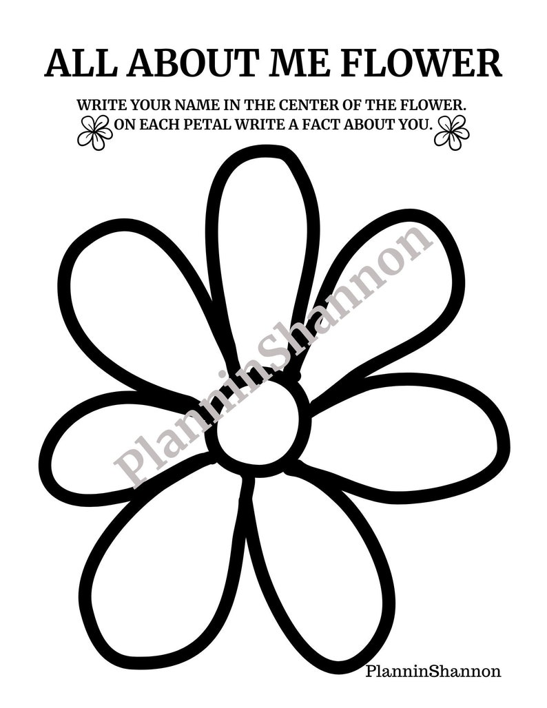 All About Me Flower Writing Spring Kids Writing Center - Etsy