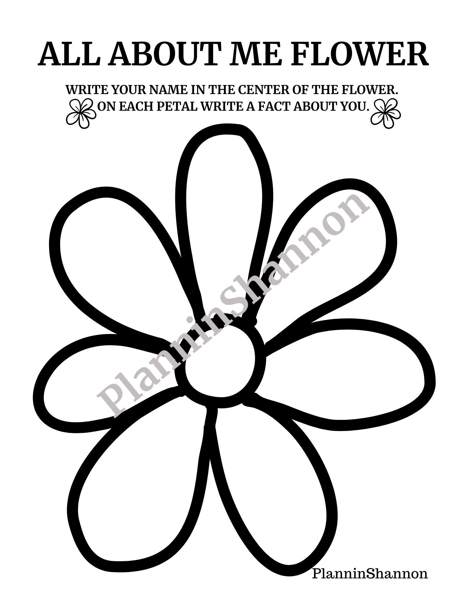 All About Me Flower Writing Spring Kids Writing Center - Etsy