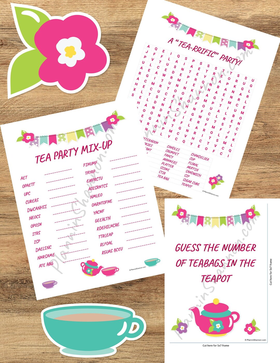 Kids Tea Party Bundle Game Pack "the Tea Set": Word Search, Mix-up, and ...