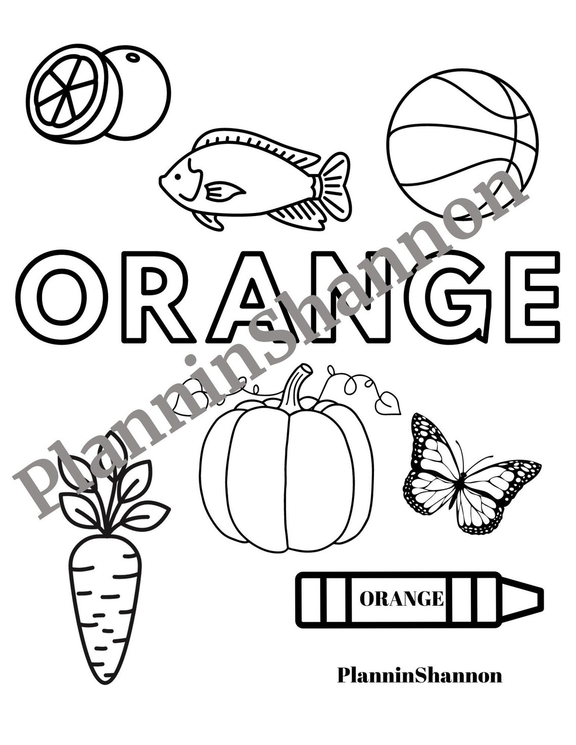 Coloring Page Orange Color Words Sheet Kids Art Printable - Etsy