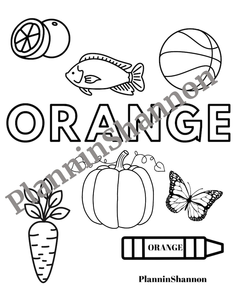 Coloring Page Orange Color Words Sheet Kids Art Printable - Etsy