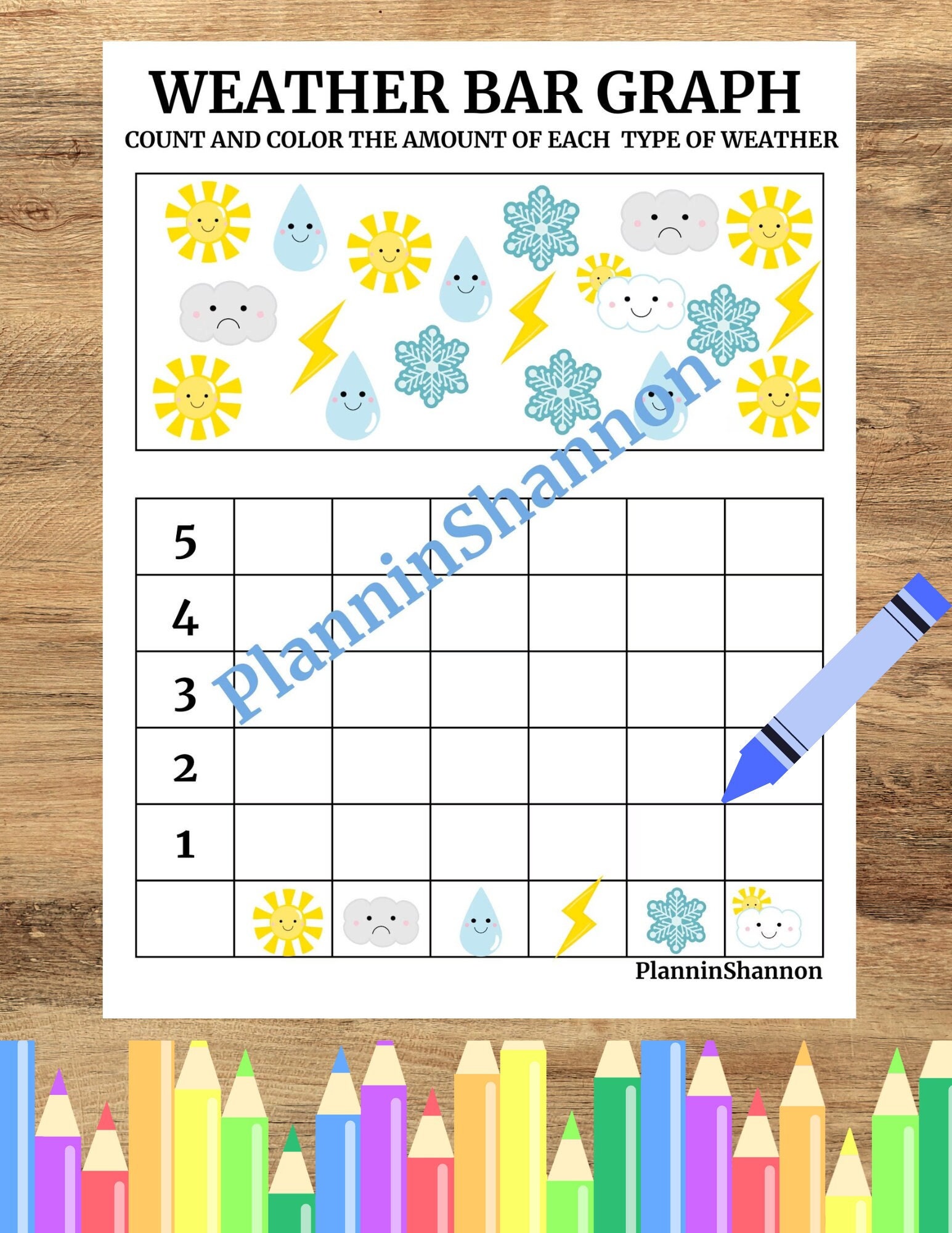 Math Bar Graph for Kids Weather Graph Math Weather Symbols Printable - Etsy