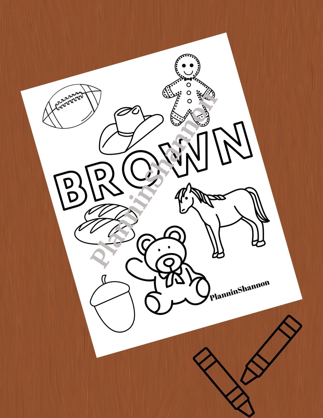Color Sheet Brown Color Word Sheet Kids Coloring Page - Etsy