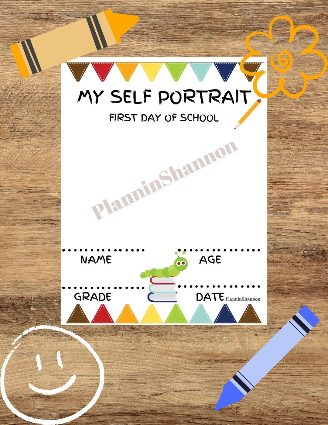 Self Portrait Drawing Page for Kids First Day of School Keepsake Art ...