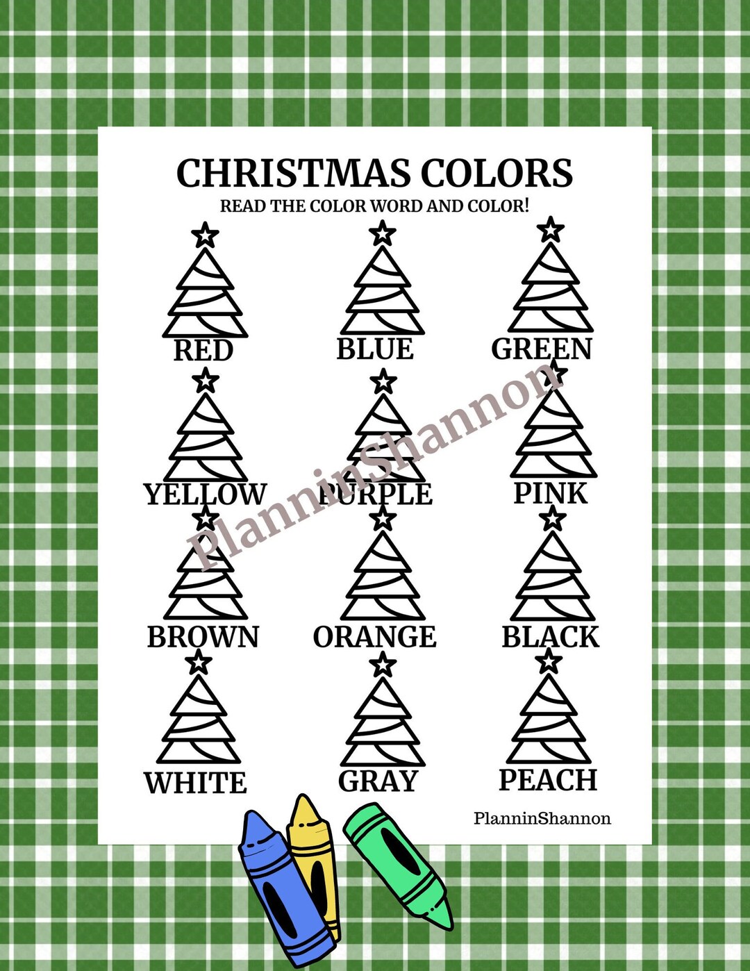 Color Words Color Sheet Christmas Coloring Kids Color Page Printable - Etsy