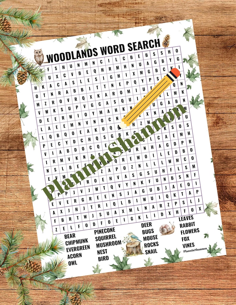 Woodlands Word Search Puzzle for Kids Nature Word Search - Etsy