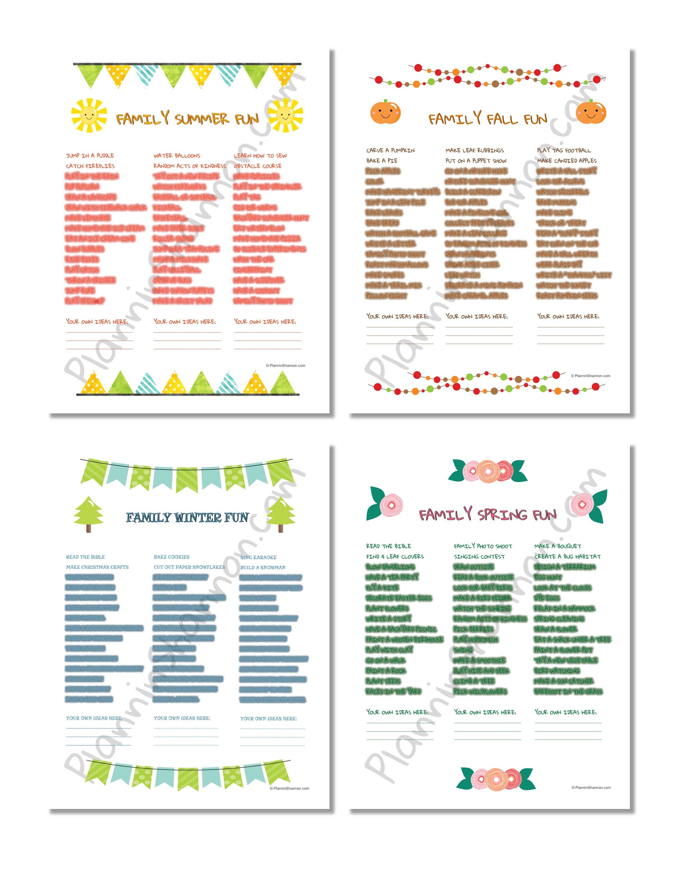 Seasonal Lists for Fun, Family Fun Seasonal Lists, Seasonal Fun, Fun ...