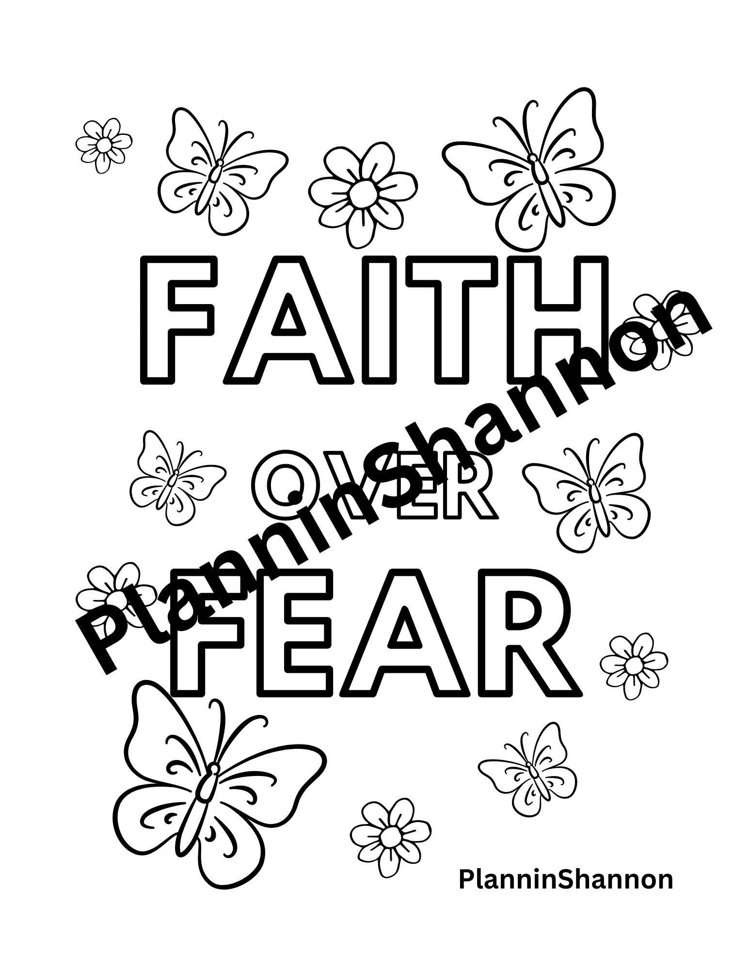 Faith Over Fear Coloring Sheet Christian Color Page for Kids or Adults ...