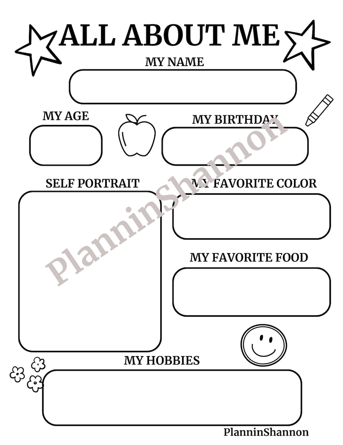All About Me Info Sheet Back to School Kids Activity Classroom Work - Etsy