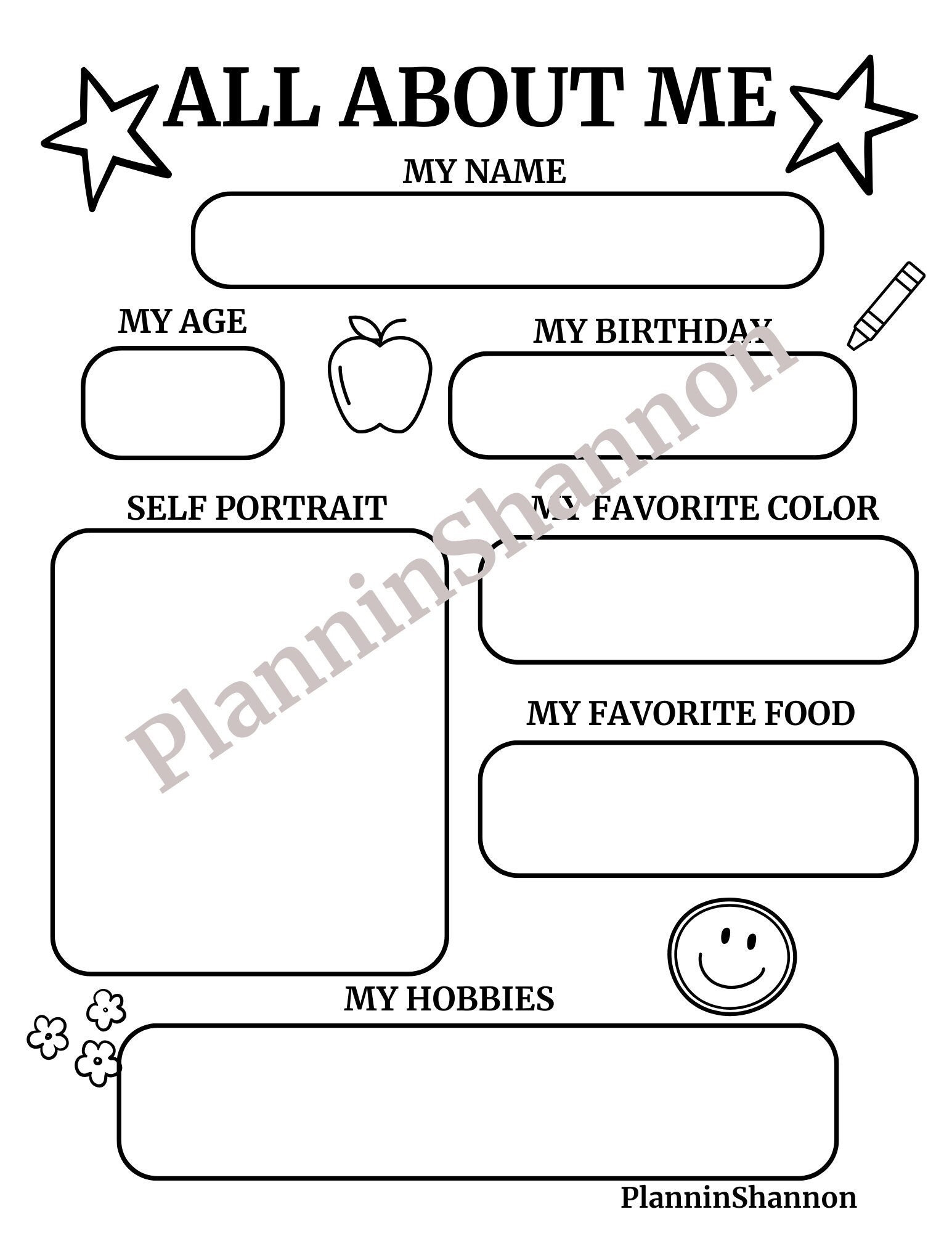 All About Me Info Sheet Back to School Kids Activity Classroom Work - Etsy