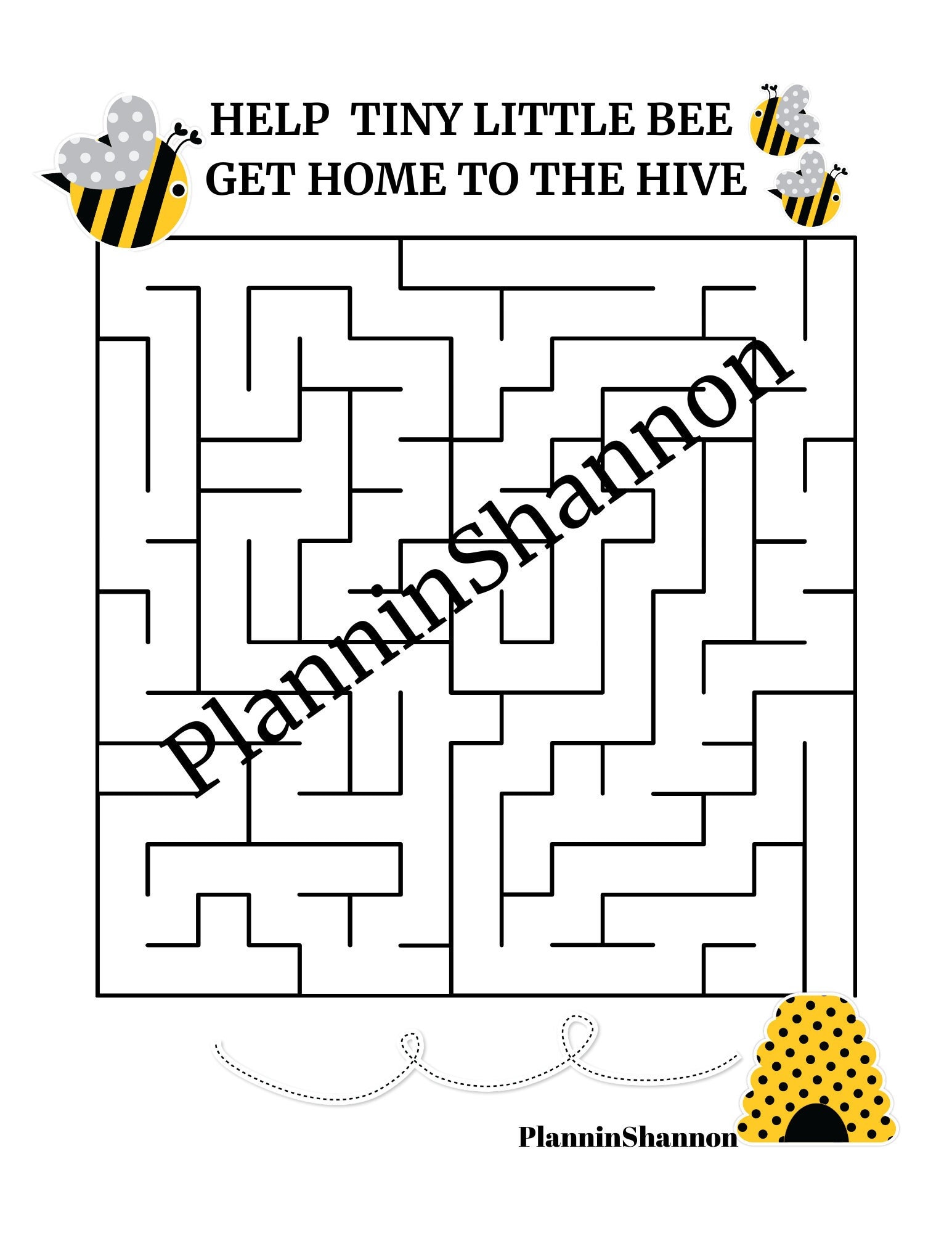 Maze Kids Puzzle Bee Maze Printable Puzzle Spring - Etsy