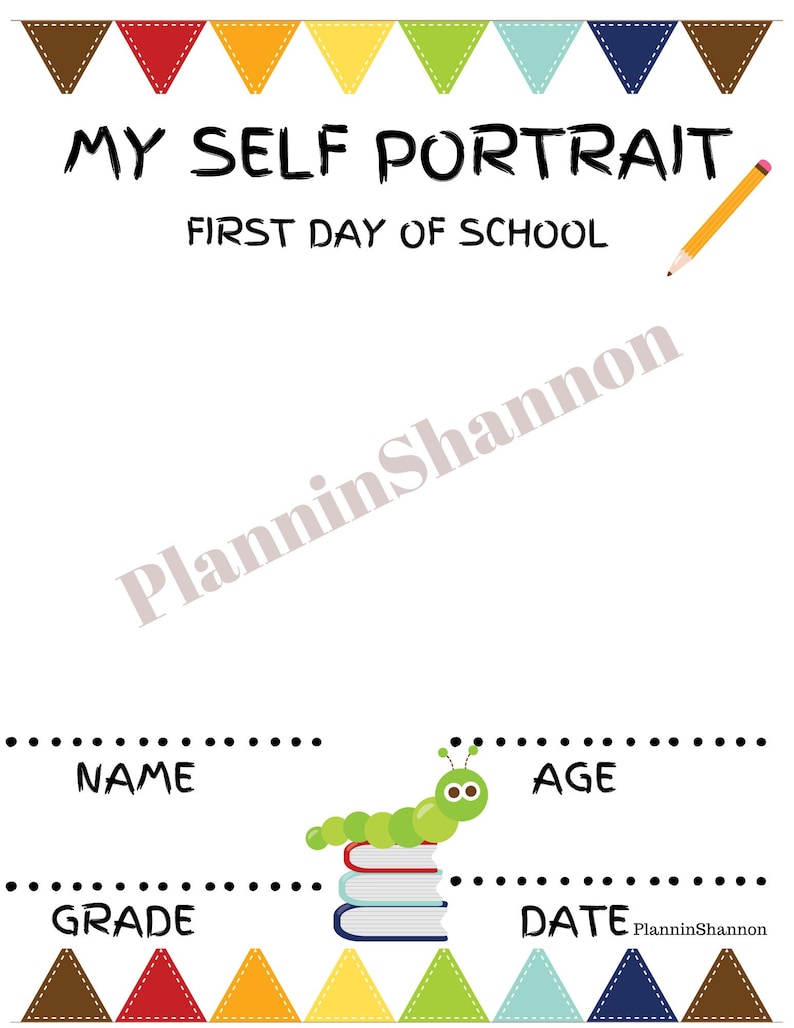 Self Portrait Drawing Page for Kids First Day of School Keepsake Art ...