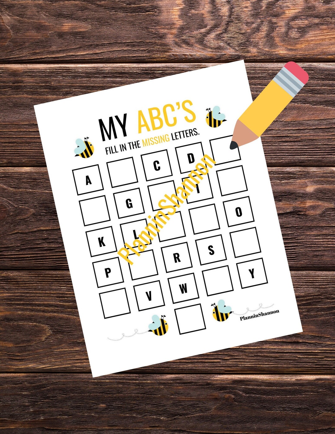 Alphabet Missing Letter Worksheet Fill in Missing Letter Abc's ...