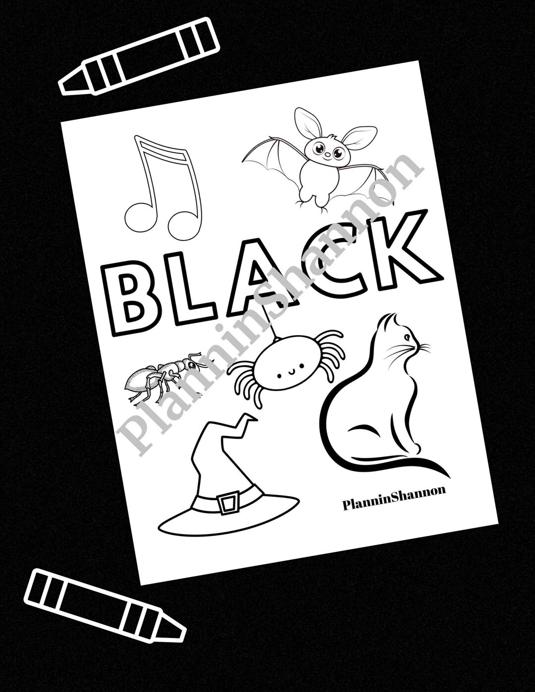 Coloring Page Kids Color Sheet Black Color Word Printable - Etsy