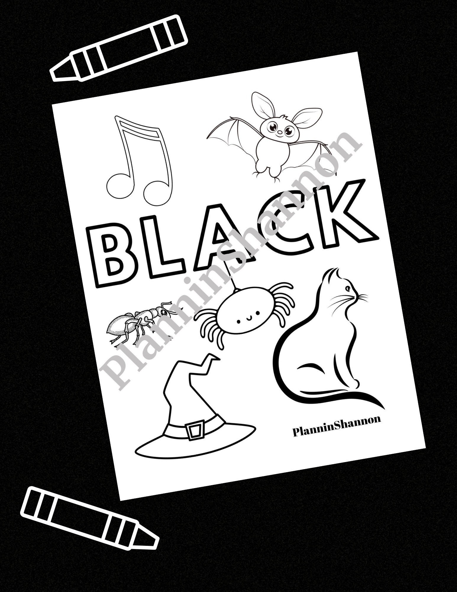 Coloring Page Kids Color Sheet Black Color Word Printable - Etsy