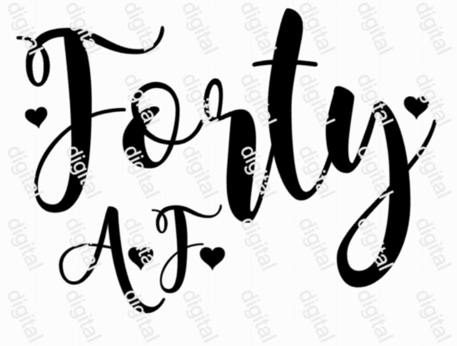 Forty AF | 40th Birthday | Jpeg Png Clipart Instant Digital Download - Etsy