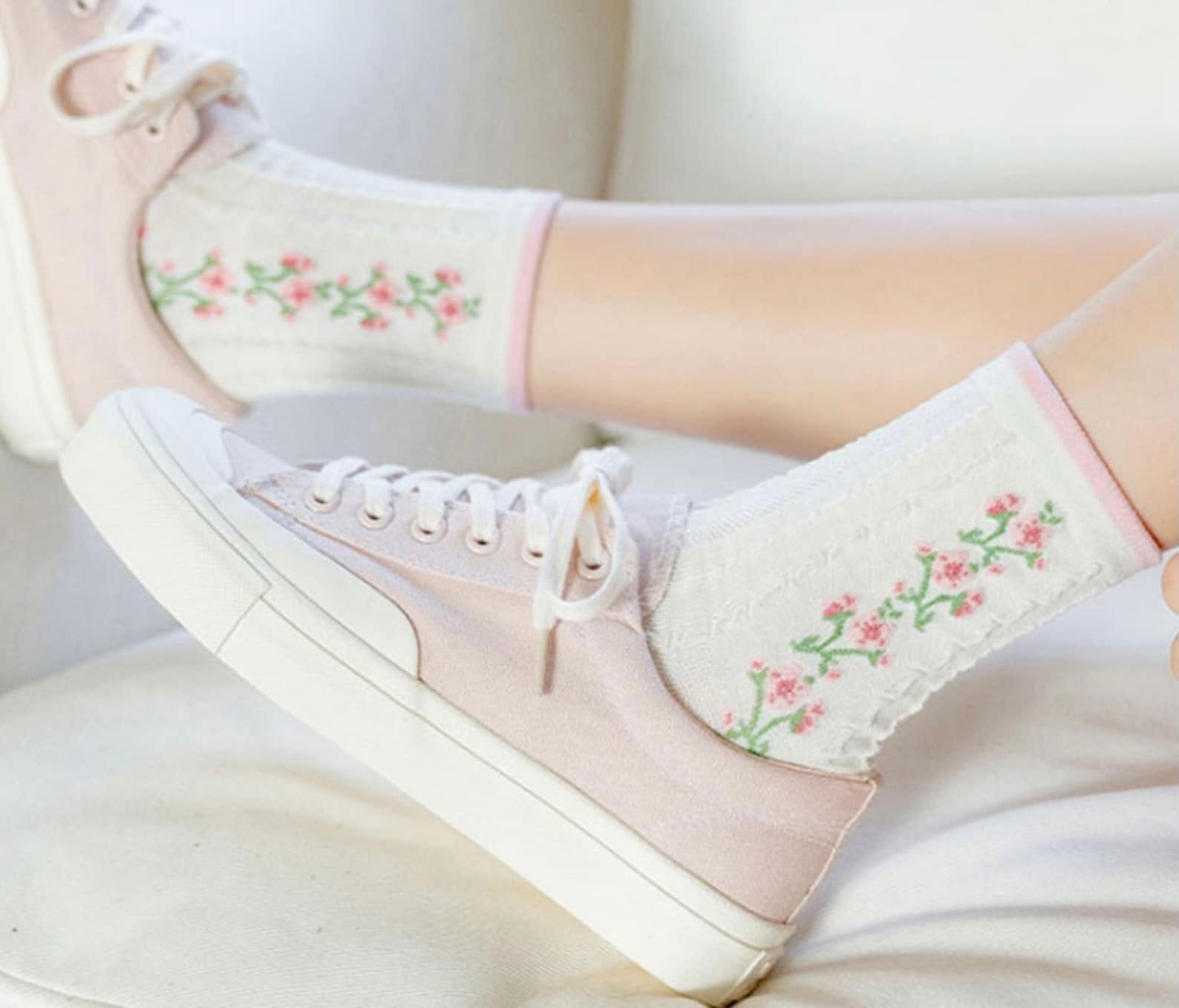 Women Socks Flower Socks Spring/ Summer Socks Cotton Socks - Etsy