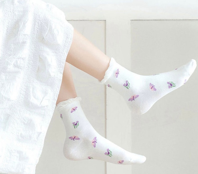 Women Socks Flower Socks Spring/ Summer Socks Cotton Socks - Etsy