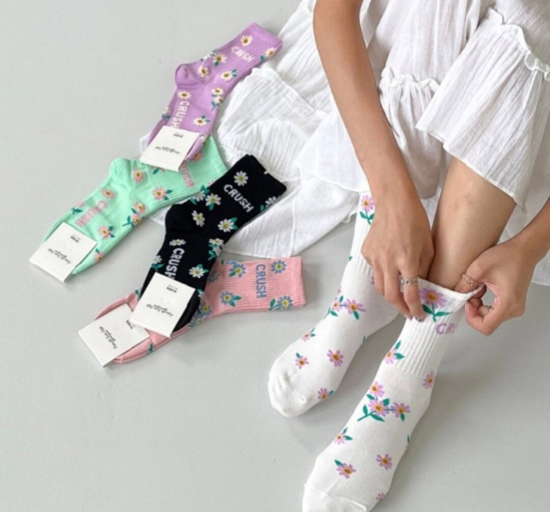 Spring Flower Socks Women Fashion Socks Crew Socks Soft - Etsy UK