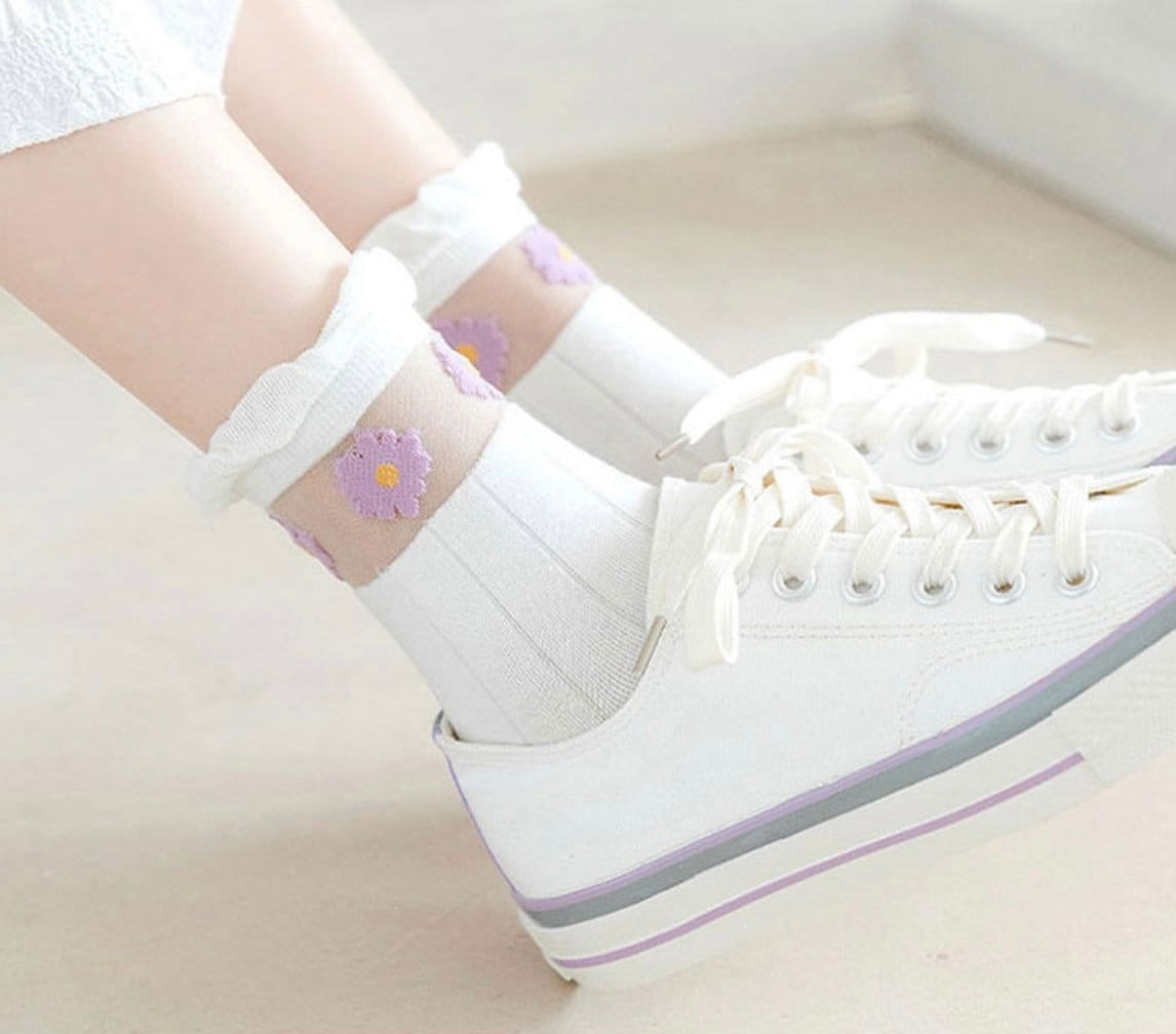 Women Socks Flower socks Spring/ Summer socks Cotton Socks | Etsy