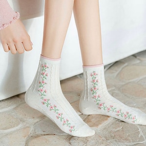 Women Socks, Flower Socks, Spring/ Summer Socks, Cotton Socks, Soft ...