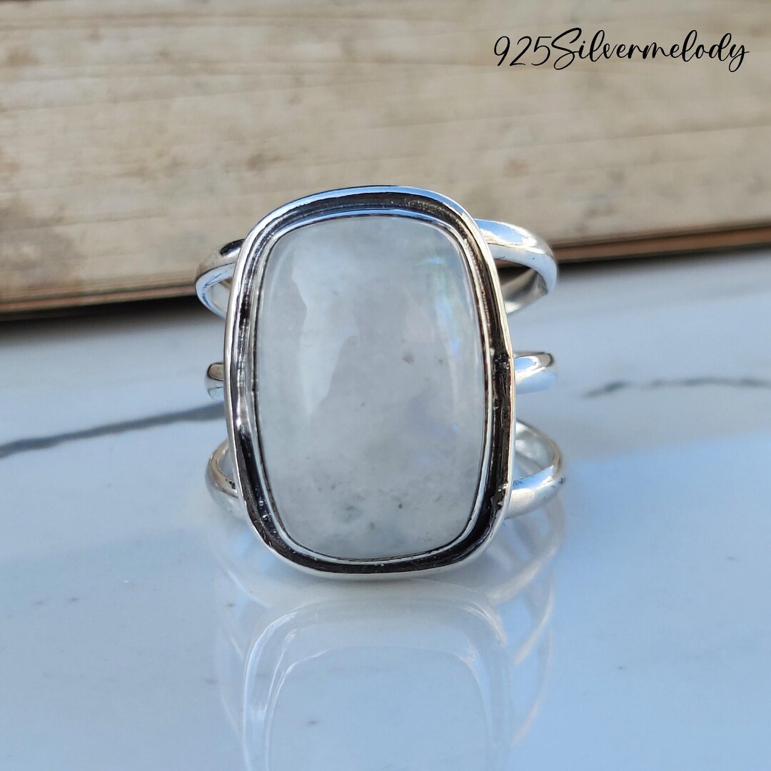 Natural Moonstone Ring | Women Gift Ring | 925 Sterling Silver Ring ...
