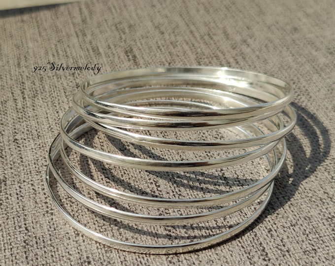 Thick West Indian Bangles, Set of 7 Bangles, Sterling Silver Bangles ...