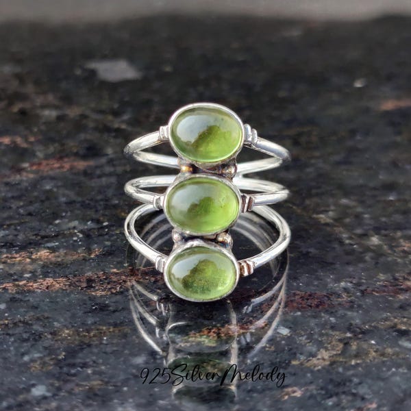 Triple Stone Ring - Etsy