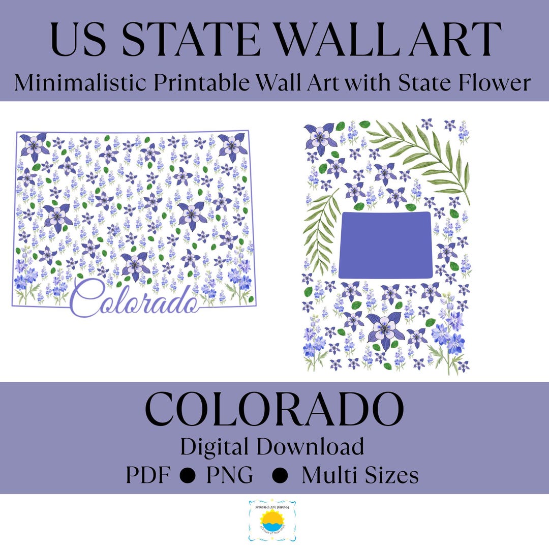 Colorado US State Digital Wall Art Printable, Minimalistic Colorado ...