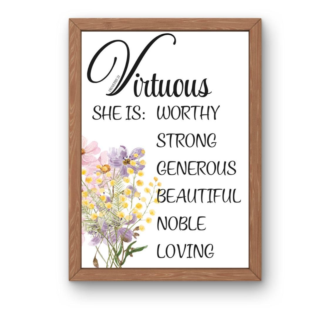 Virtuous Woman Proverbs 31 Art Print: Floral Home Decor (PDF Download ...