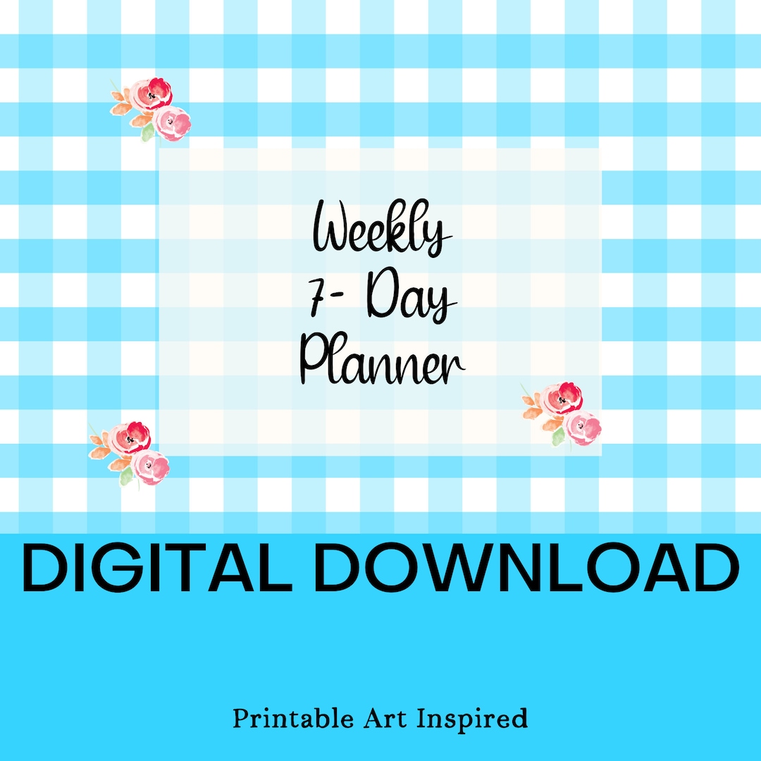 Weekly 7 Day Planner|digital Download Weekly Planner for Organization ...