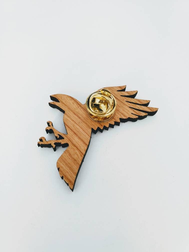 Celtic Raven Pin Natural Cherry Wood Goth Wiccan - Etsy