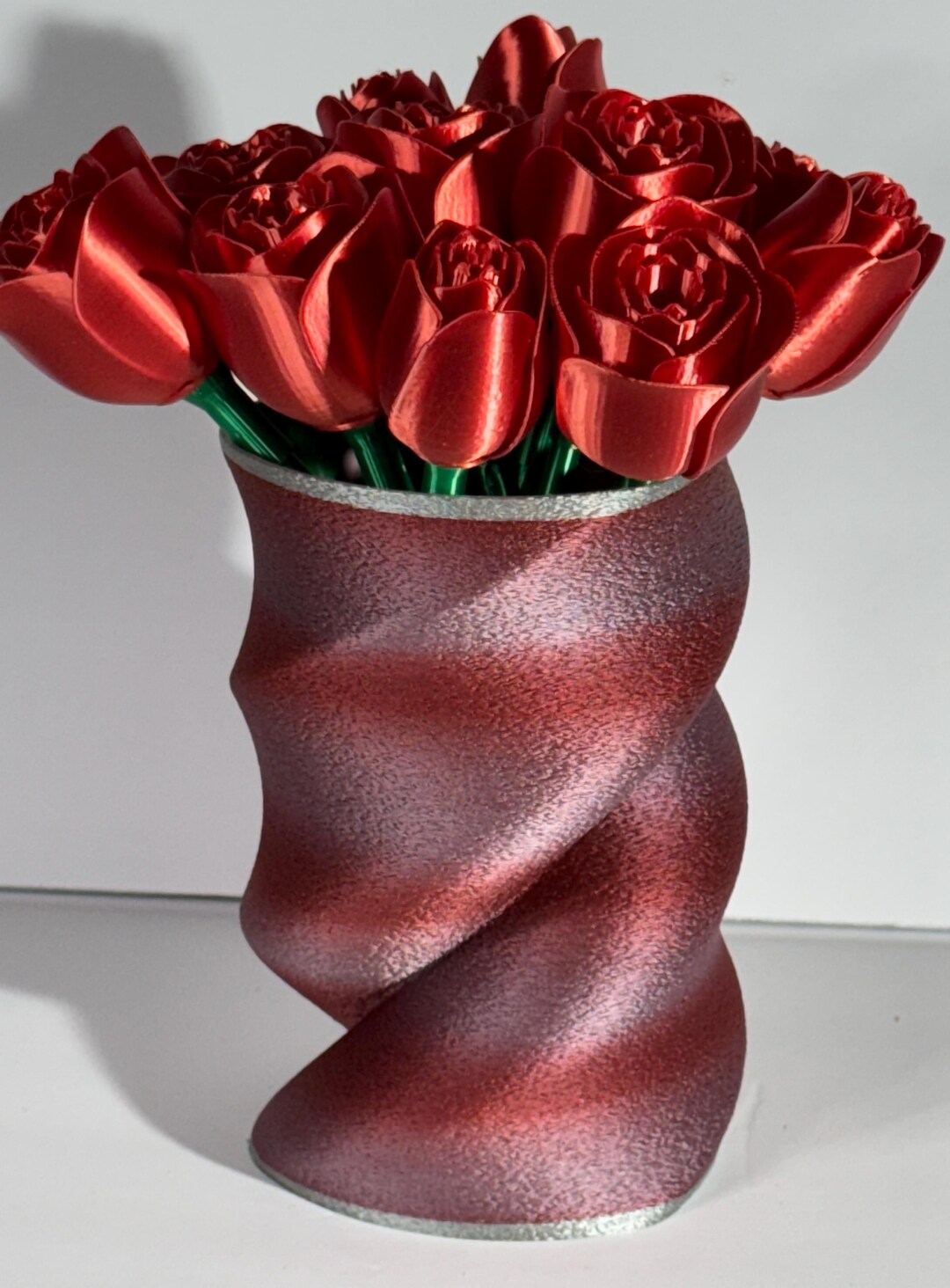 Tall Heart Shaped Twisted Vase With Dozen Roses for Valentines Mothers ...