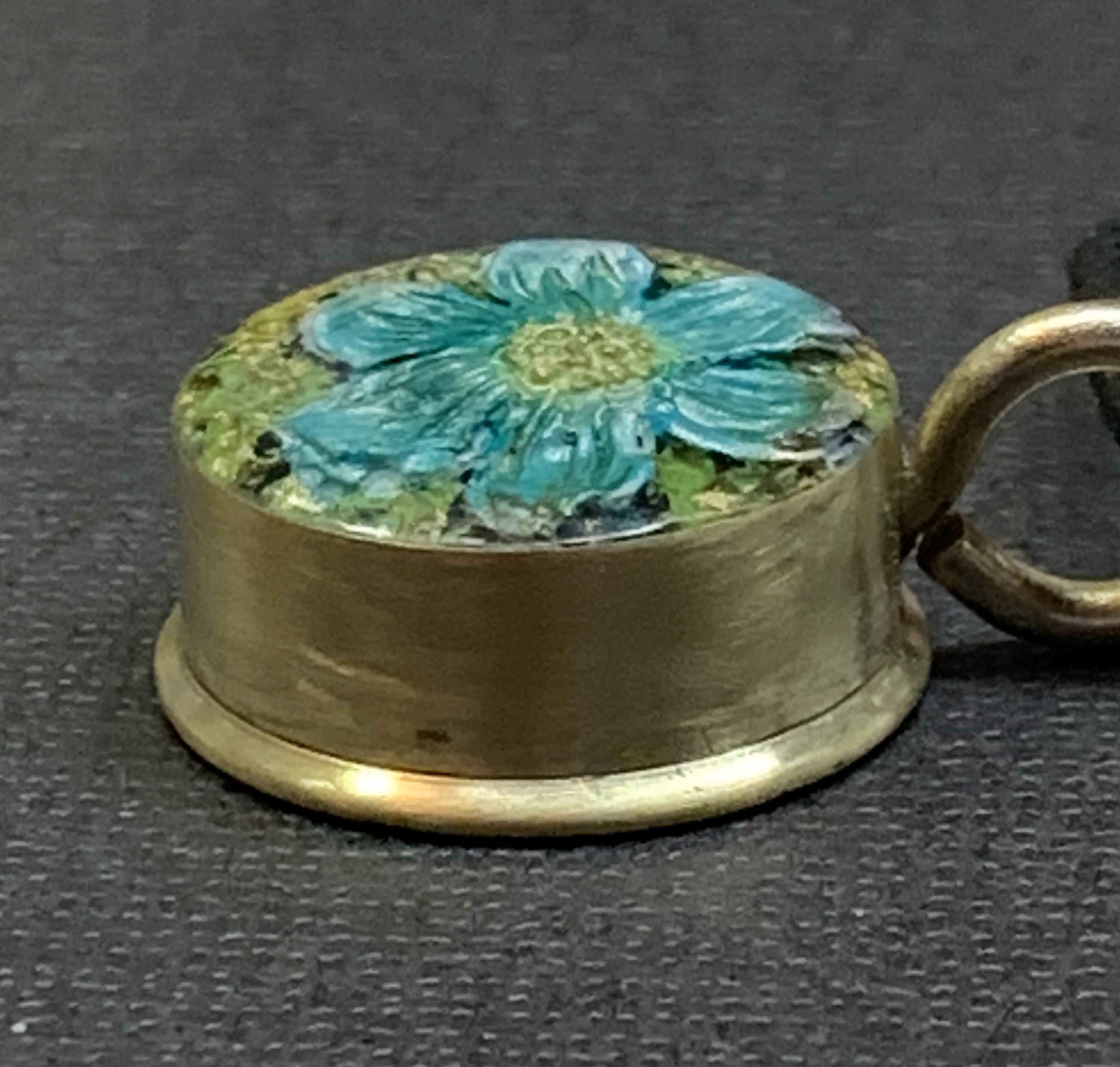 Hand Sculpted Blue Flower, Shotgun Shell Pendant Necklace on Adjustable ...