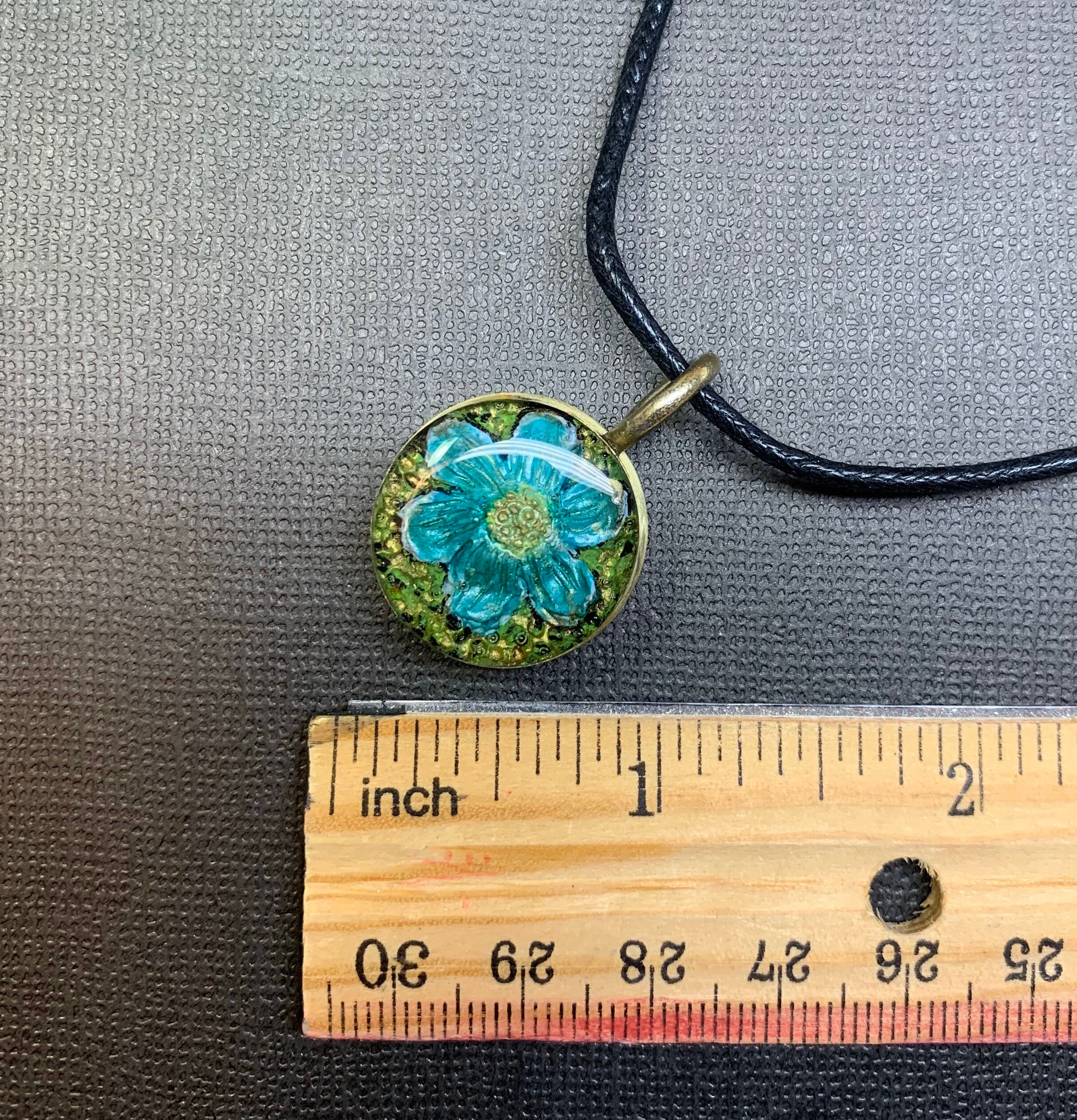 Hand Sculpted Blue Flower, Shotgun Shell Pendant Necklace on Adjustable ...