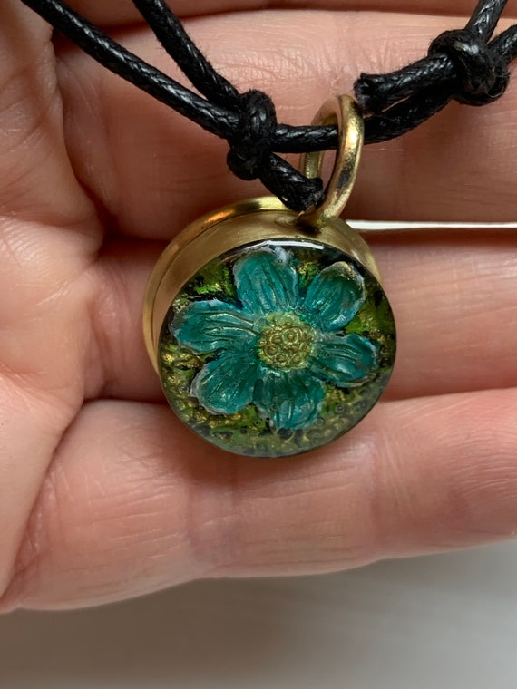 Hand Sculpted Blue Flower Shotgun Shell Pendant Necklace on - Etsy