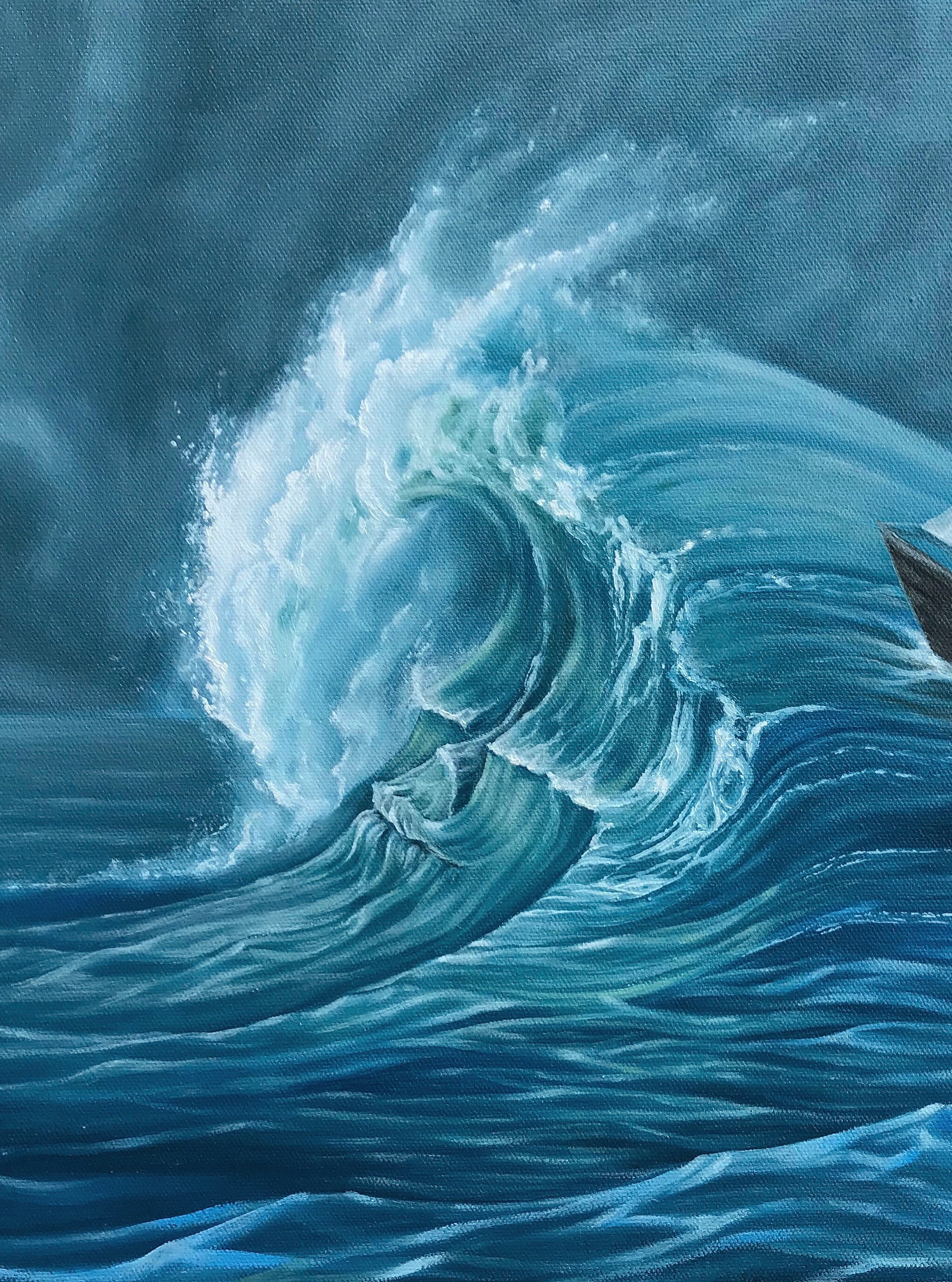 Ride the Wave: Original Surreal Art, Ocean Wave Sailboat Art ...