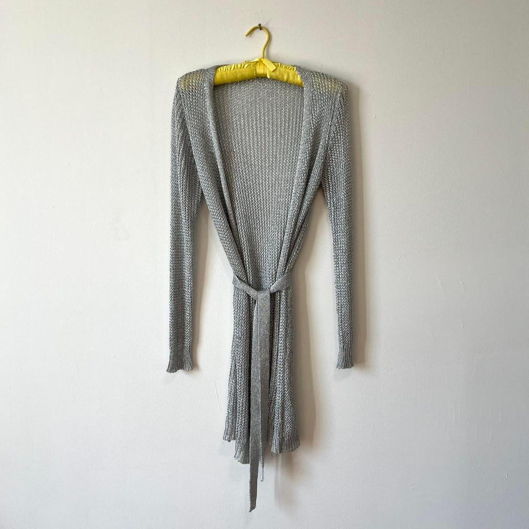 Vintage Silver Chainmail Style Open Long Cardigan Robe - Etsy